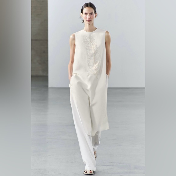 Zara | Tops | Zara Zw Collection Embroidered Long Top | Poshmark